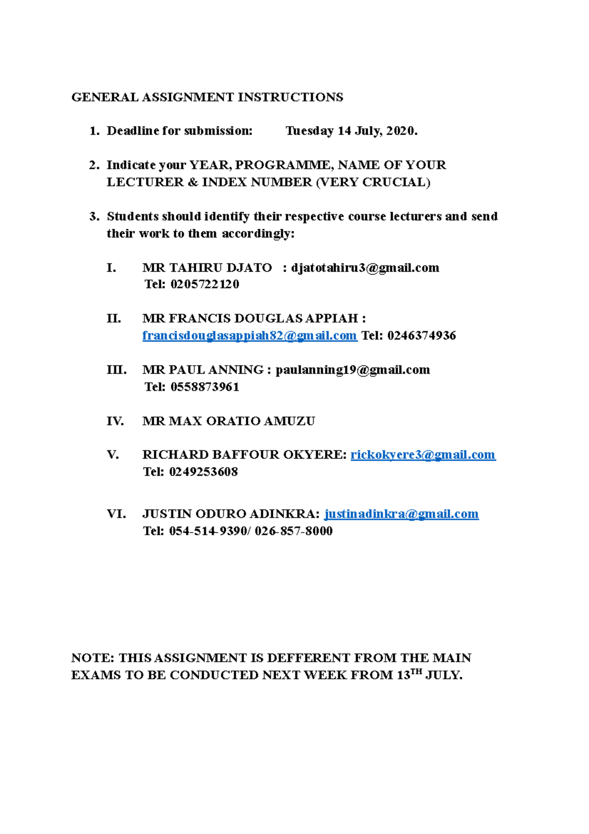 UENR 106 - assignment - GENERAL ASSIGNMENT INSTRUCTIONS 1. Deadline for ...