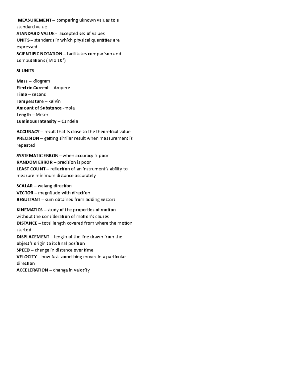 Physics - yay - MEASUREMENT comparing uknown values to a standard value ...