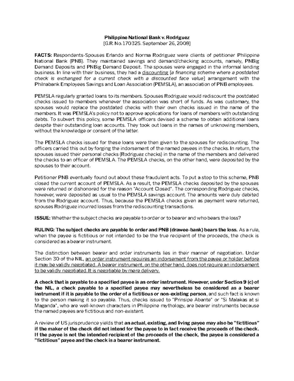 6. PNB v. Rodriguez - Digest - Philippine National Bank v. Rodriguez [G ...