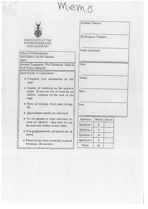Math2014 Calc Notes Chapter 2 Math2011 Wits University Studocu