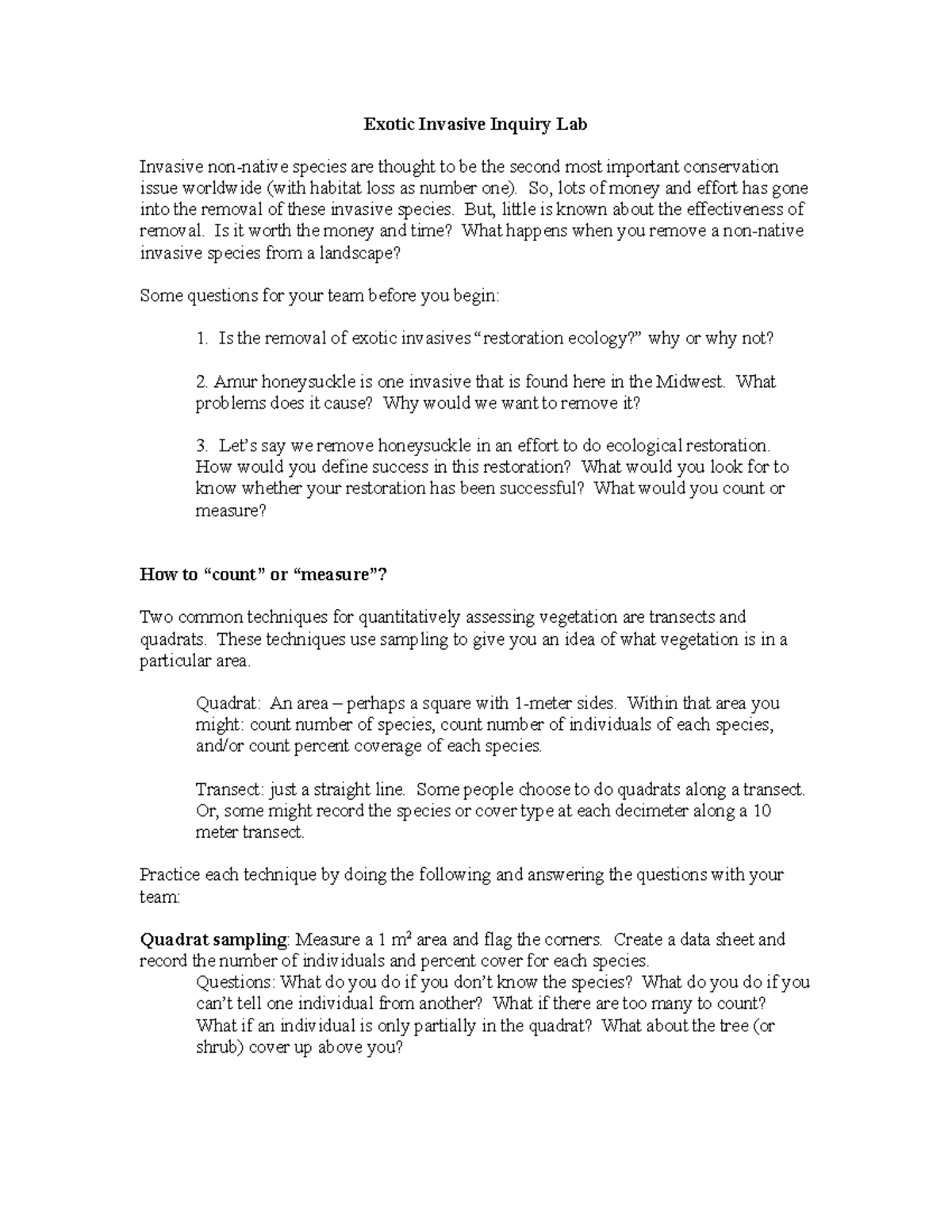 Exotic invasive inquiry lab - Exotic Invasive Inquiry Lab Invasive non ...