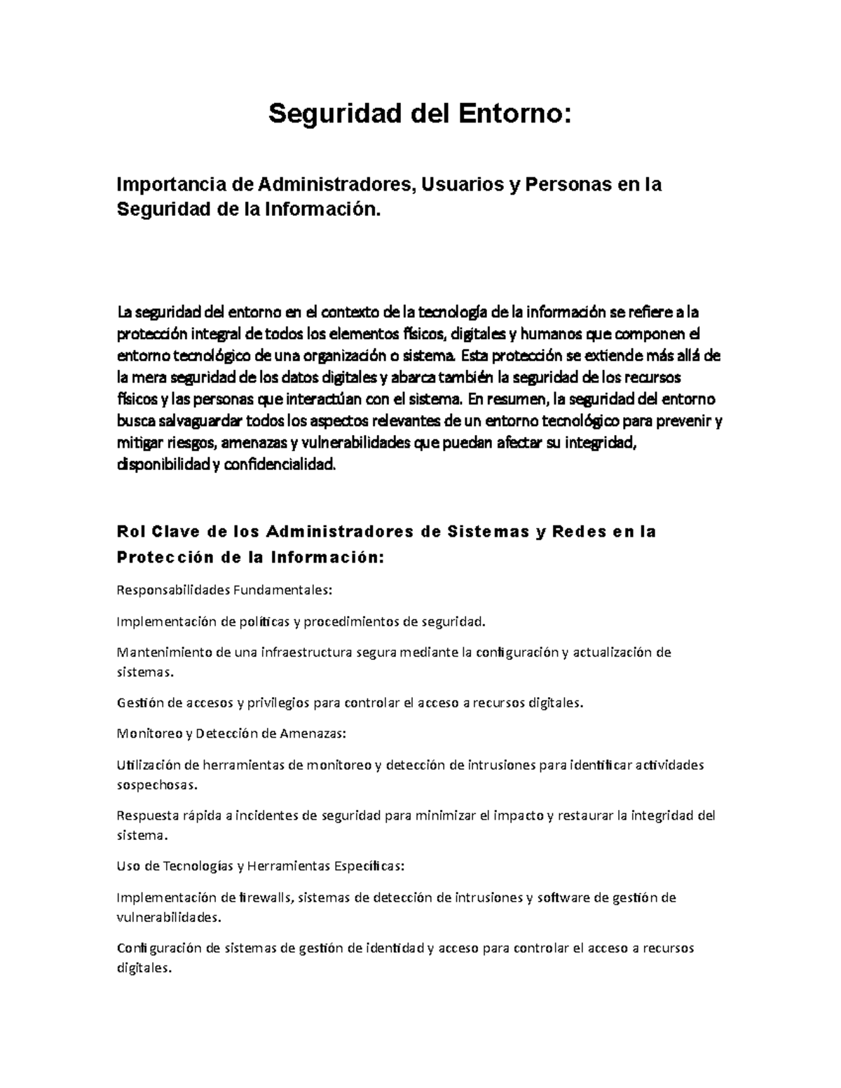 Seguridad del Entorno-miguel mueses - Seguridad del Entorno: Importancia de Administradores ...