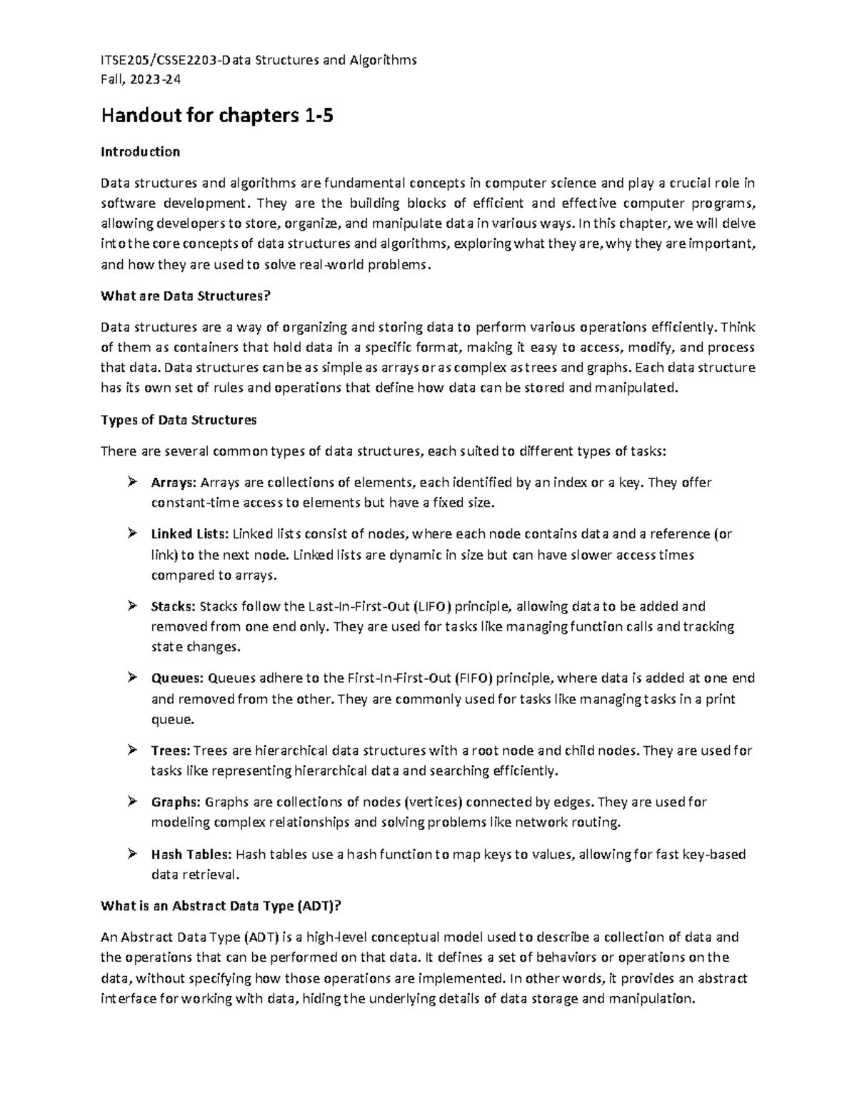 Handout ch12345 - This is a quick guide for DSA to all Software ...