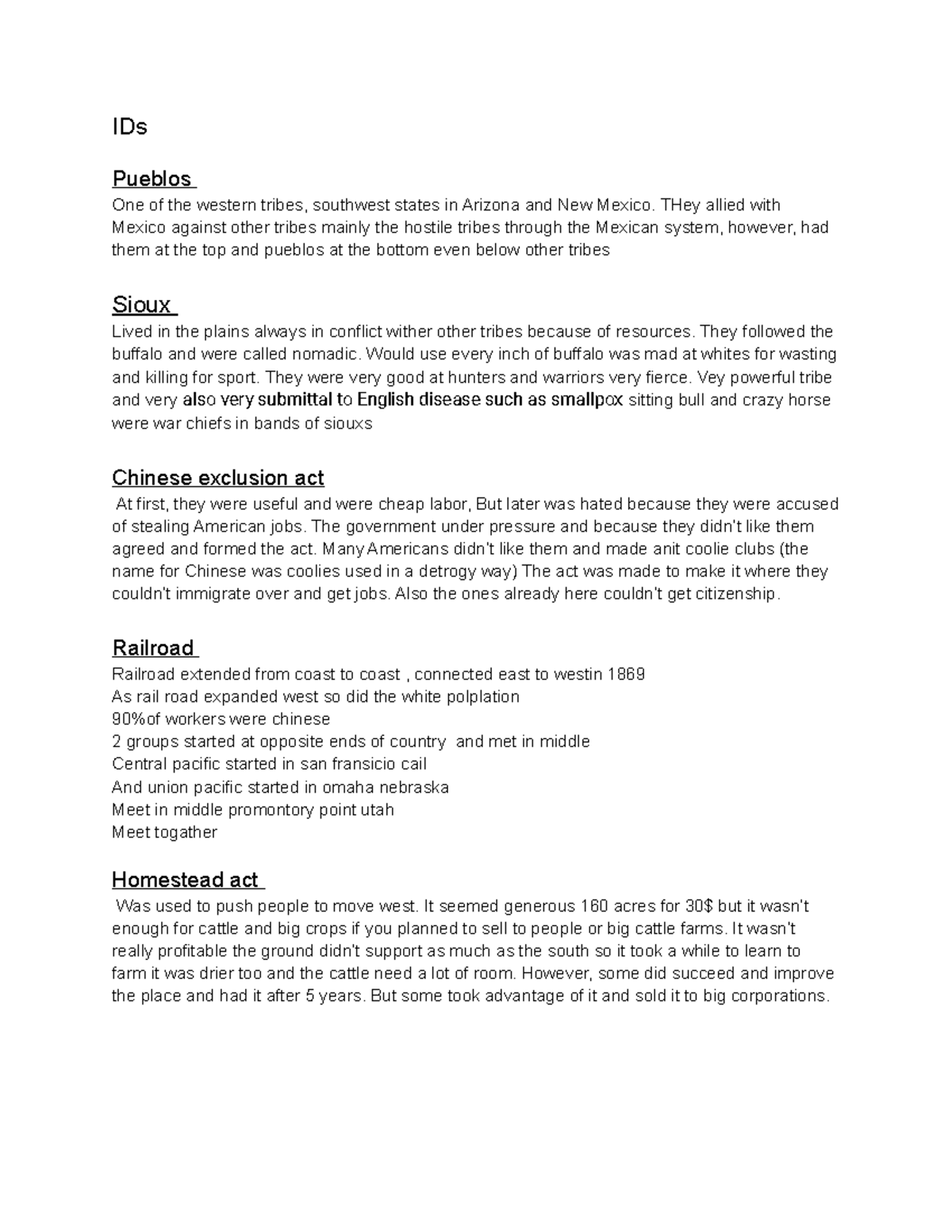 Ids - assignmet for class - IDs Pueblos One of the western tribes ...