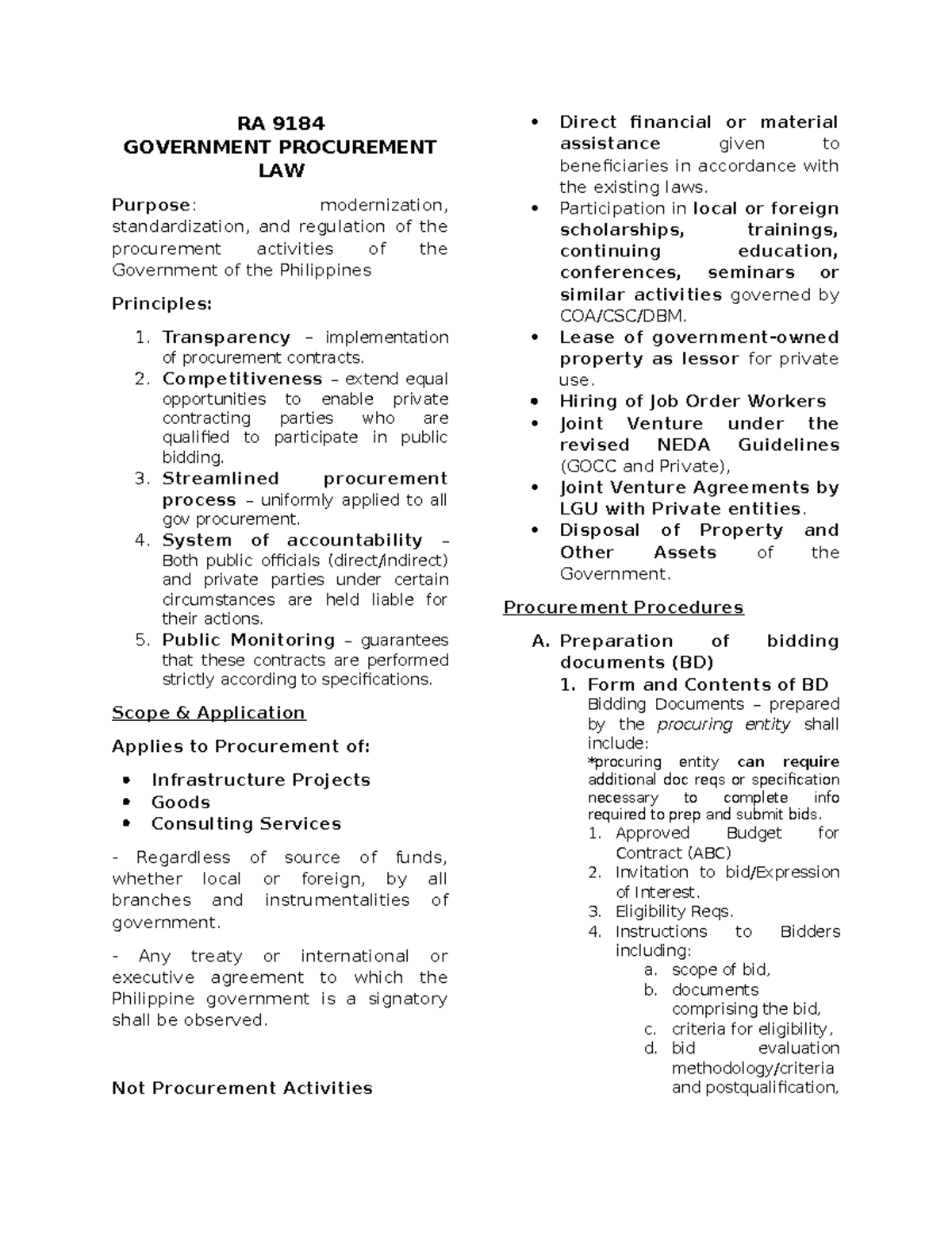 Government Procurement - RA 9184 GOVERNMENT PROCUREMENT LAW Purpose ...
