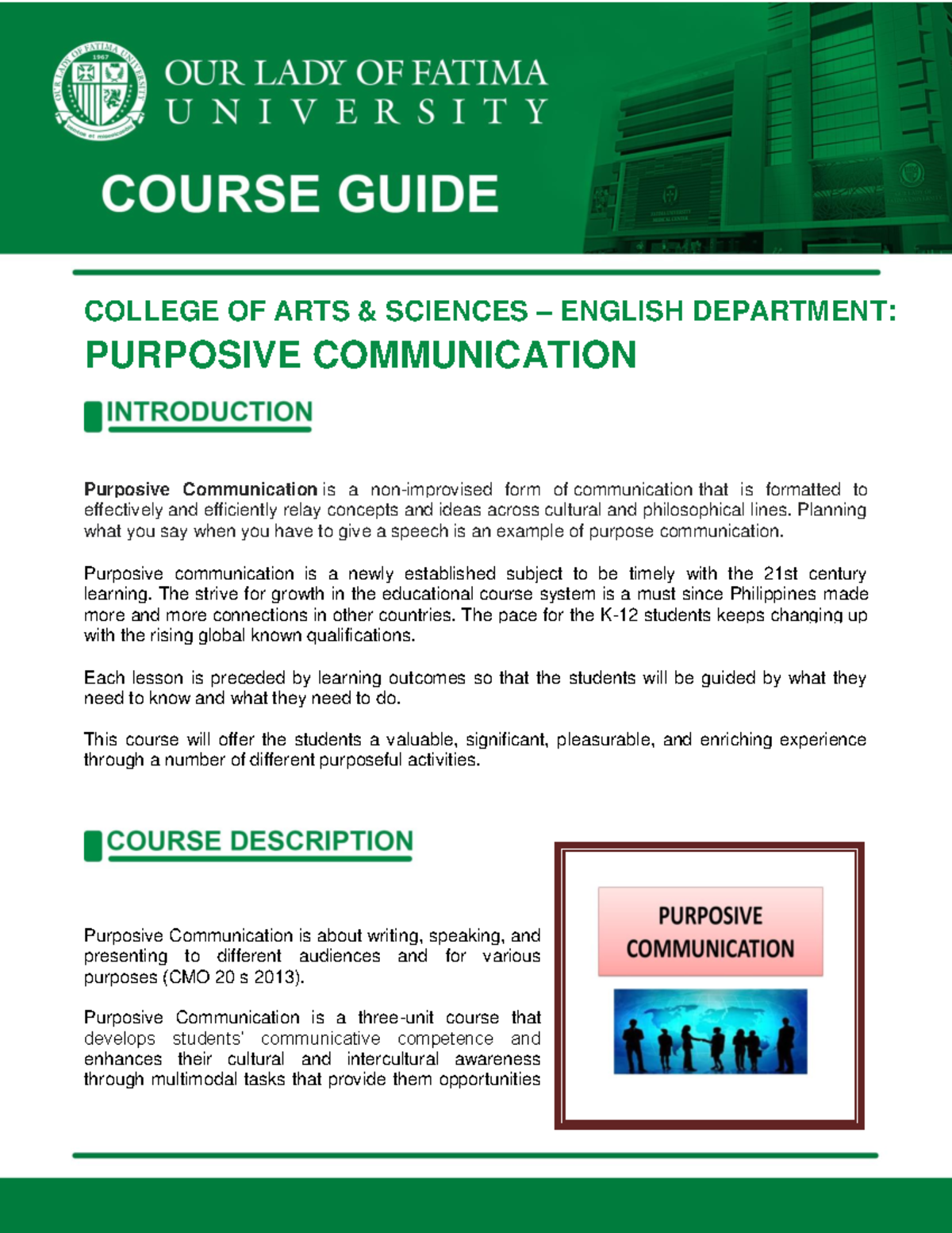 Course Guide - Purposive Communication - COLLEGE OF ARTS & SCIENCES ...