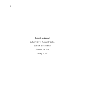 Lesson 10 - Business Ethics - Paige Marshall BUS 11/23/ Lesson 10 ...