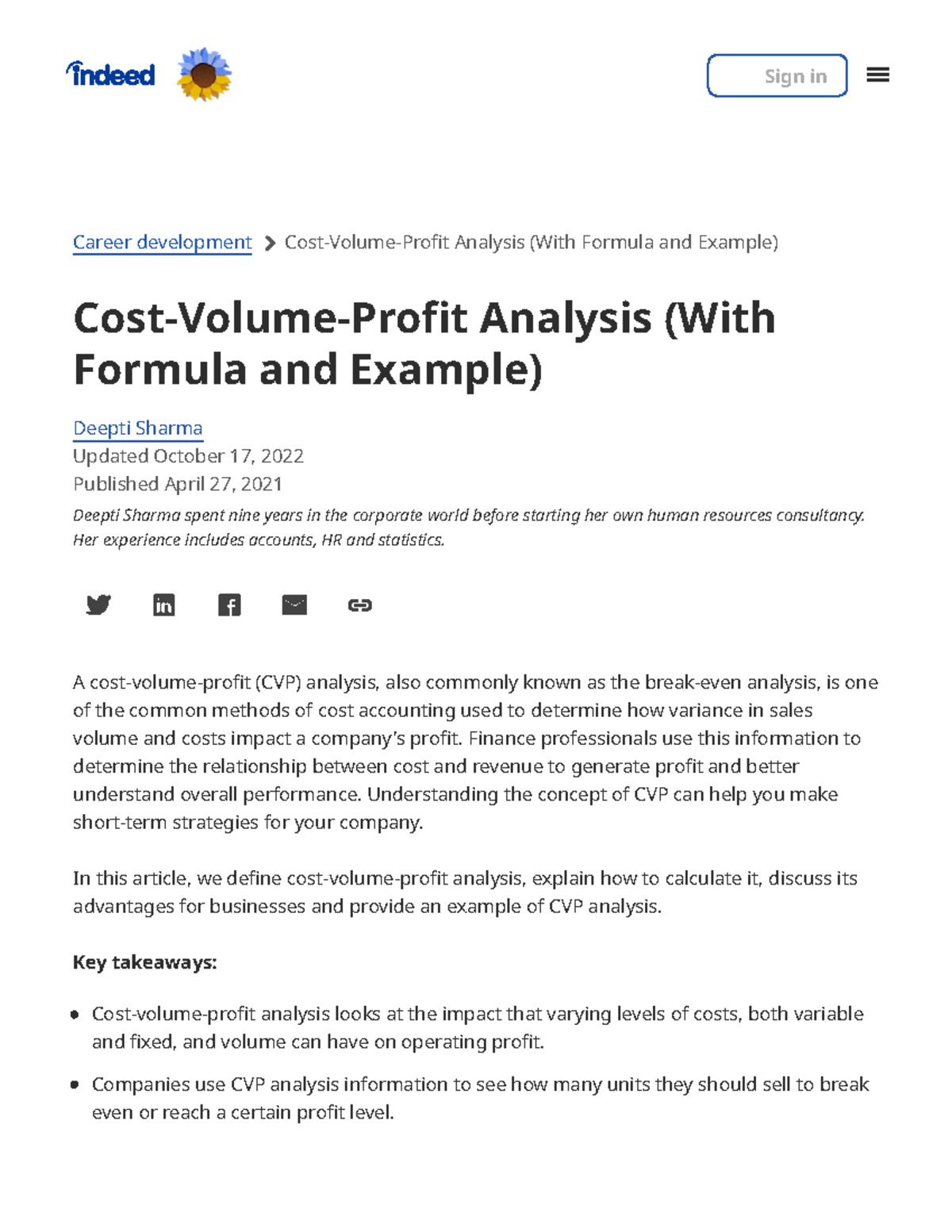 Cost-Volume-Profit Analysis (With Formula and Example) Indeed - Career ...