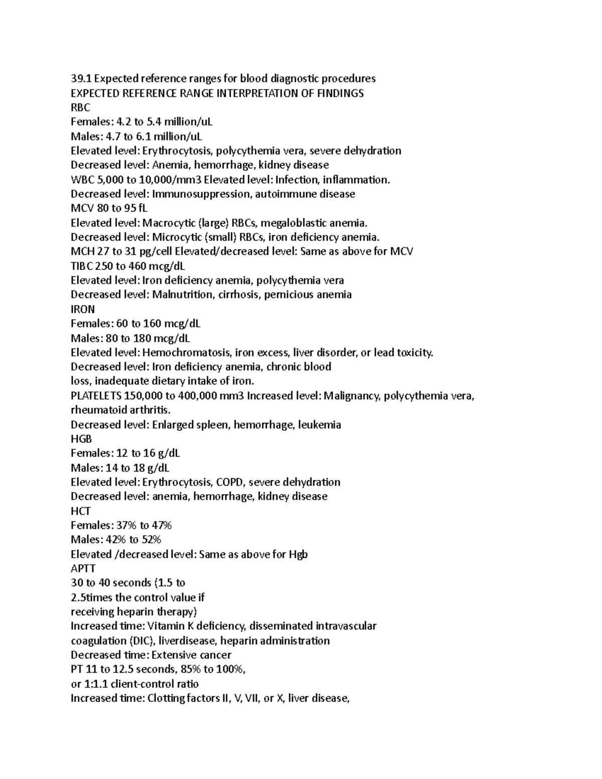 Labs - Laboratory results needed to know universal for course - 39 ...