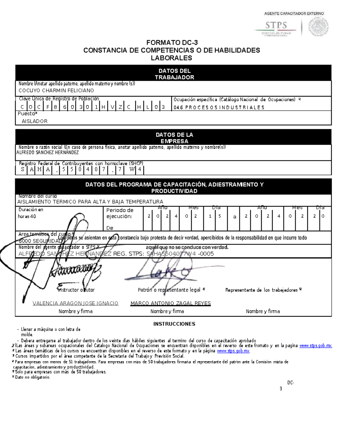 Charmin - Mio - DC- 3 ANVERSO FORMATO DC- CONSTANCIA DE COMPETENCIAS O ...