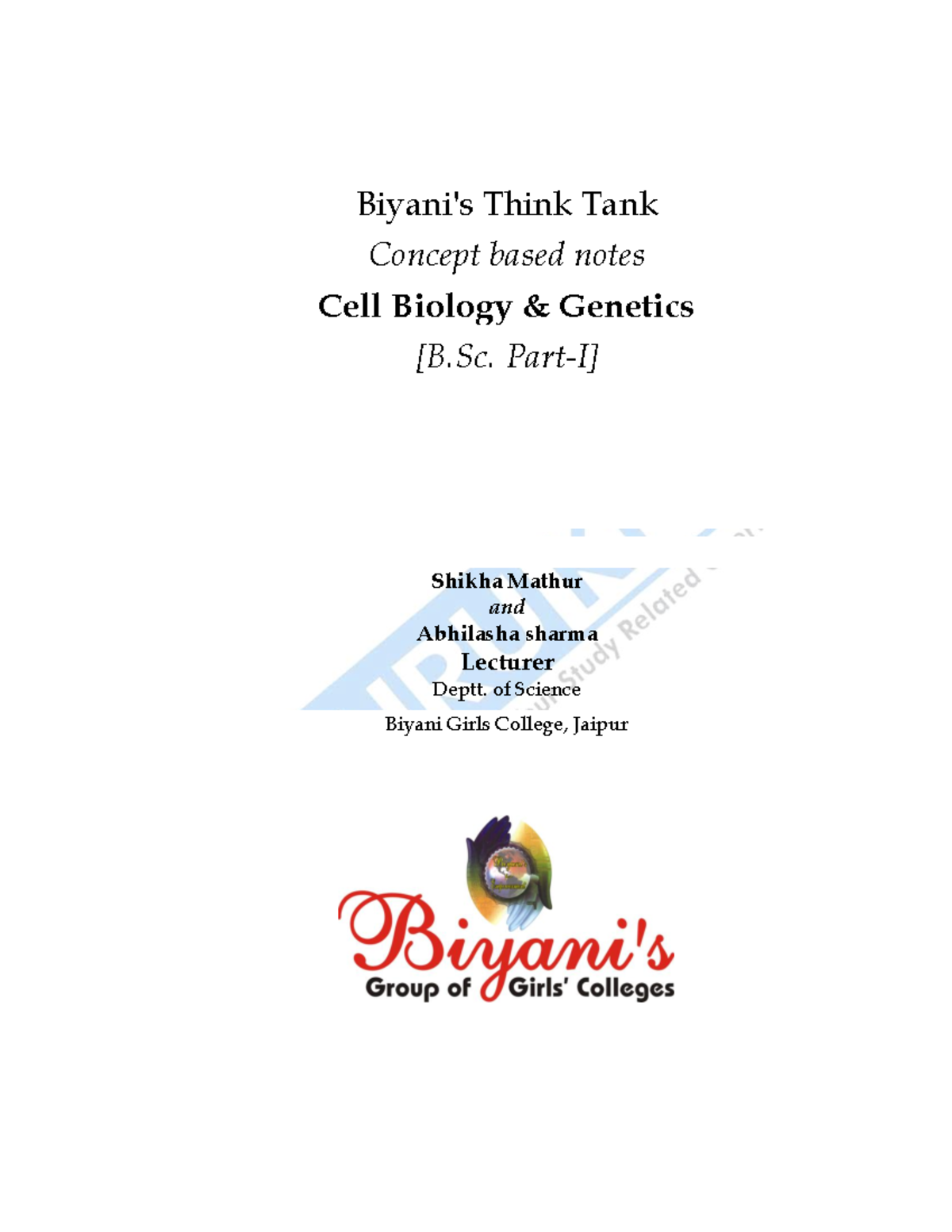 Cell Biology & Genetics - Biyani's Think Tank Concept based notes Cell ...