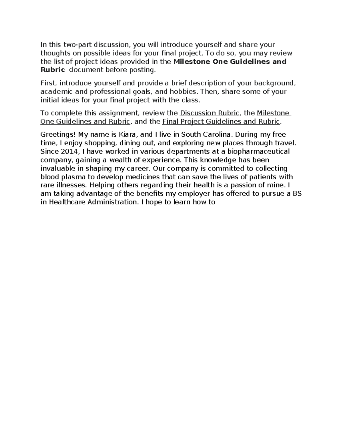 1-1 Discussion- Introductions and Project Ideas - In this two-part ...