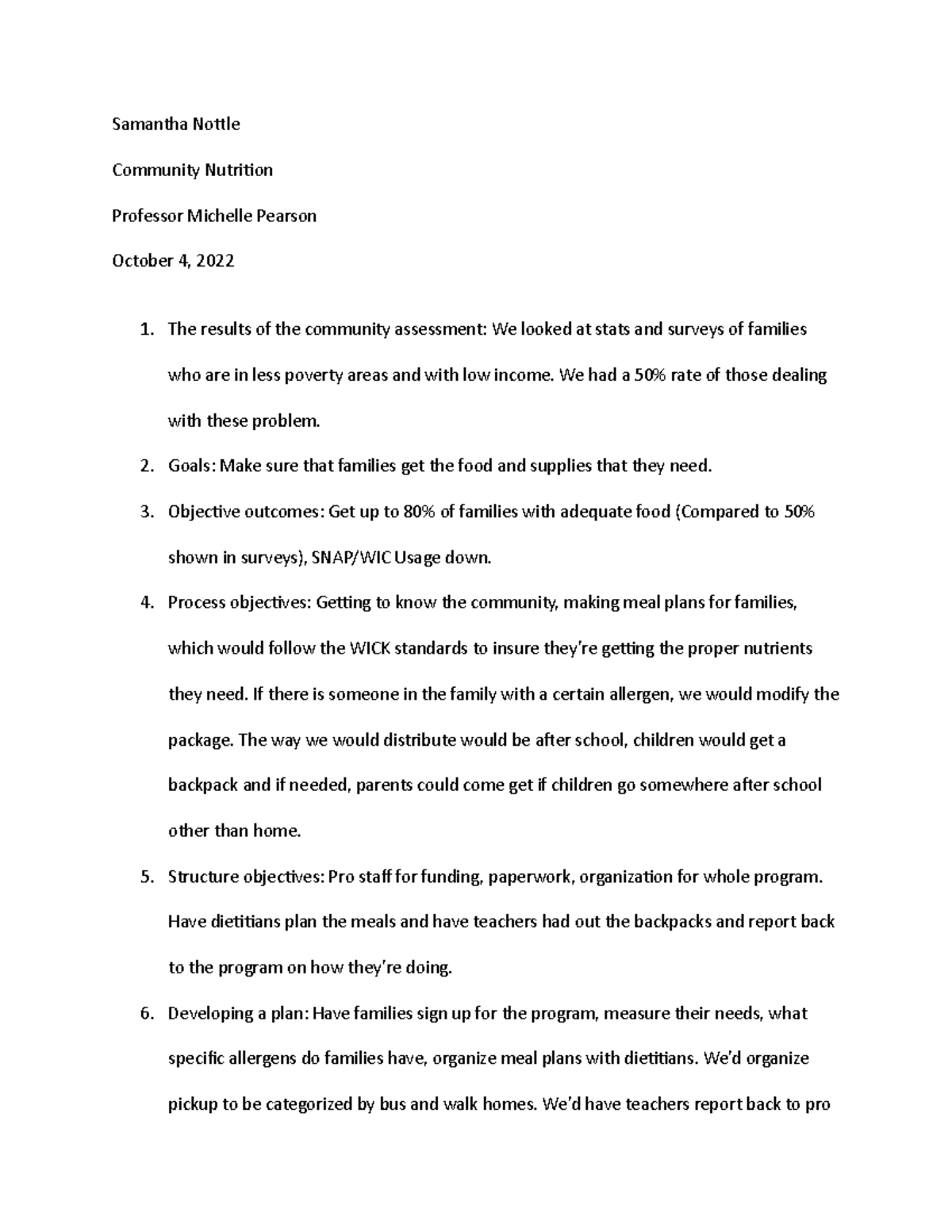 Class activity - Grant Proposal - Samantha Nottle Community Nutrition ...