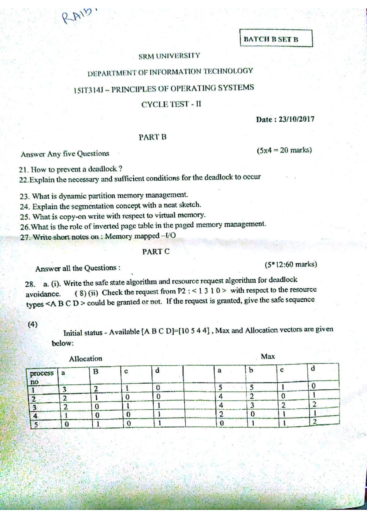 Principles OF Operating System CT2-CT2 - Data Structures And Algorithms - Studocu