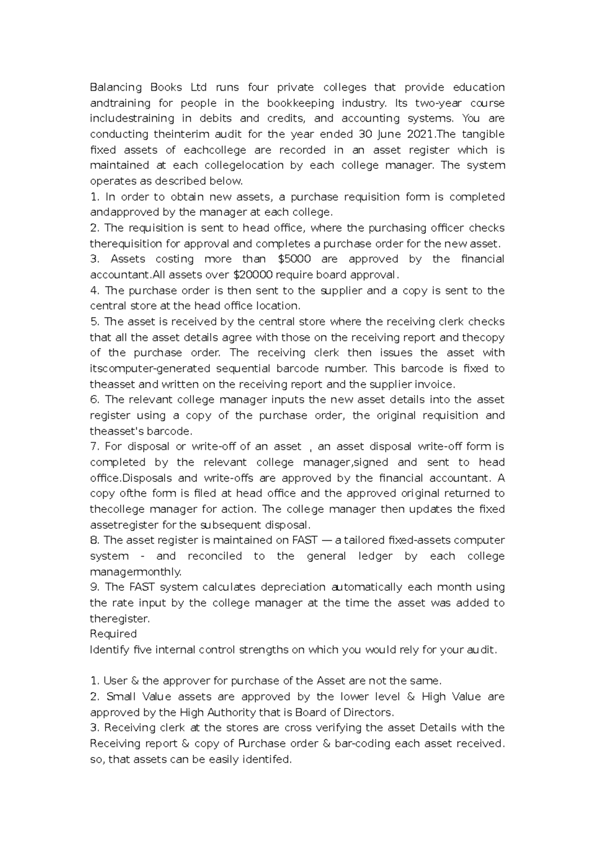 IT - Tutorial - Balancing Books Ltd runs four private colleges that ...