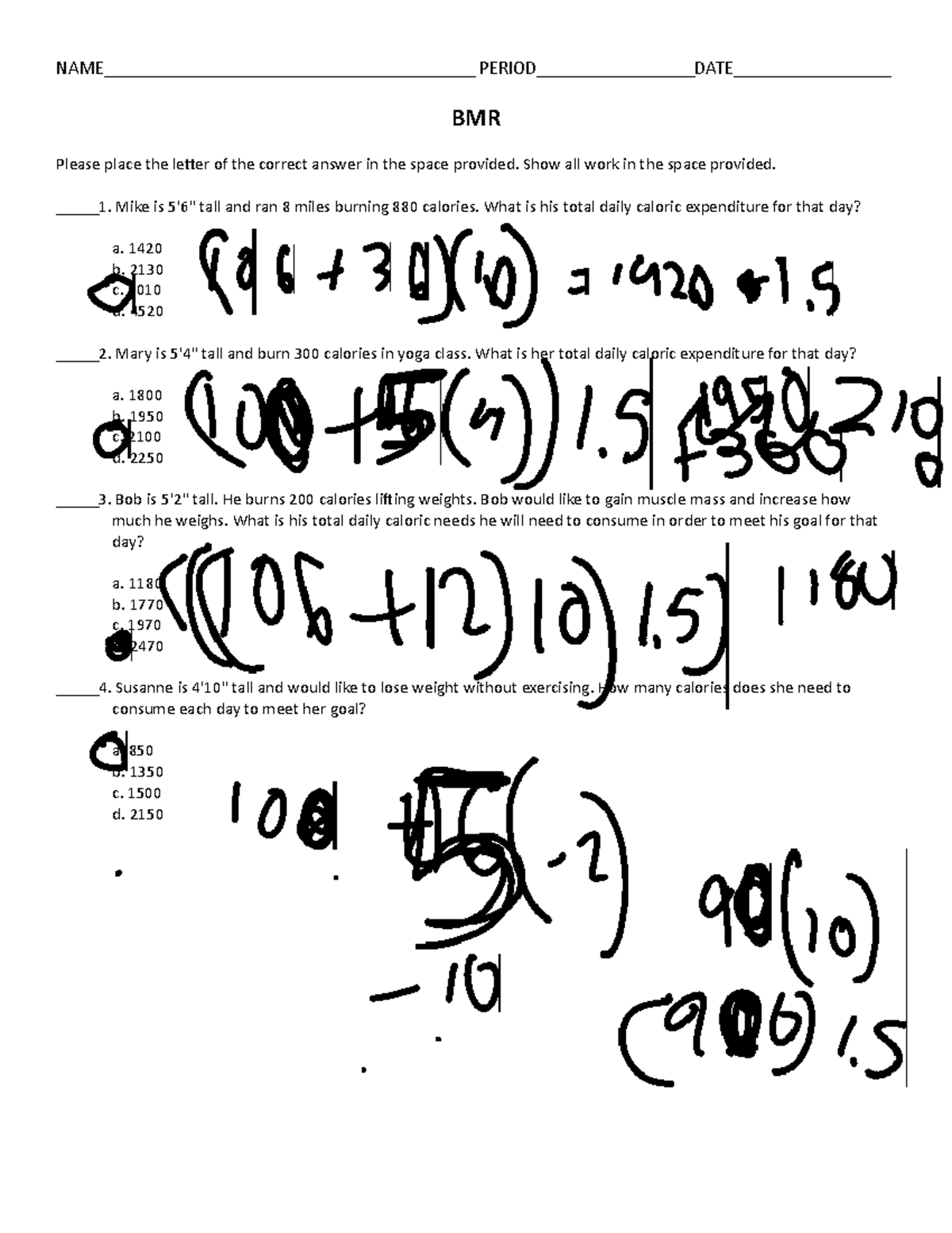 BMR Worksheet - ererer - NAME ...