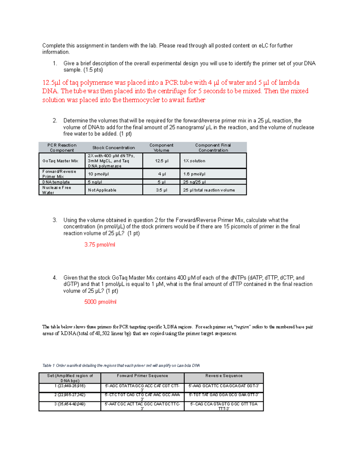 1107L-PCR-Dawsonm - lab coursework with some examples of my reports and ...