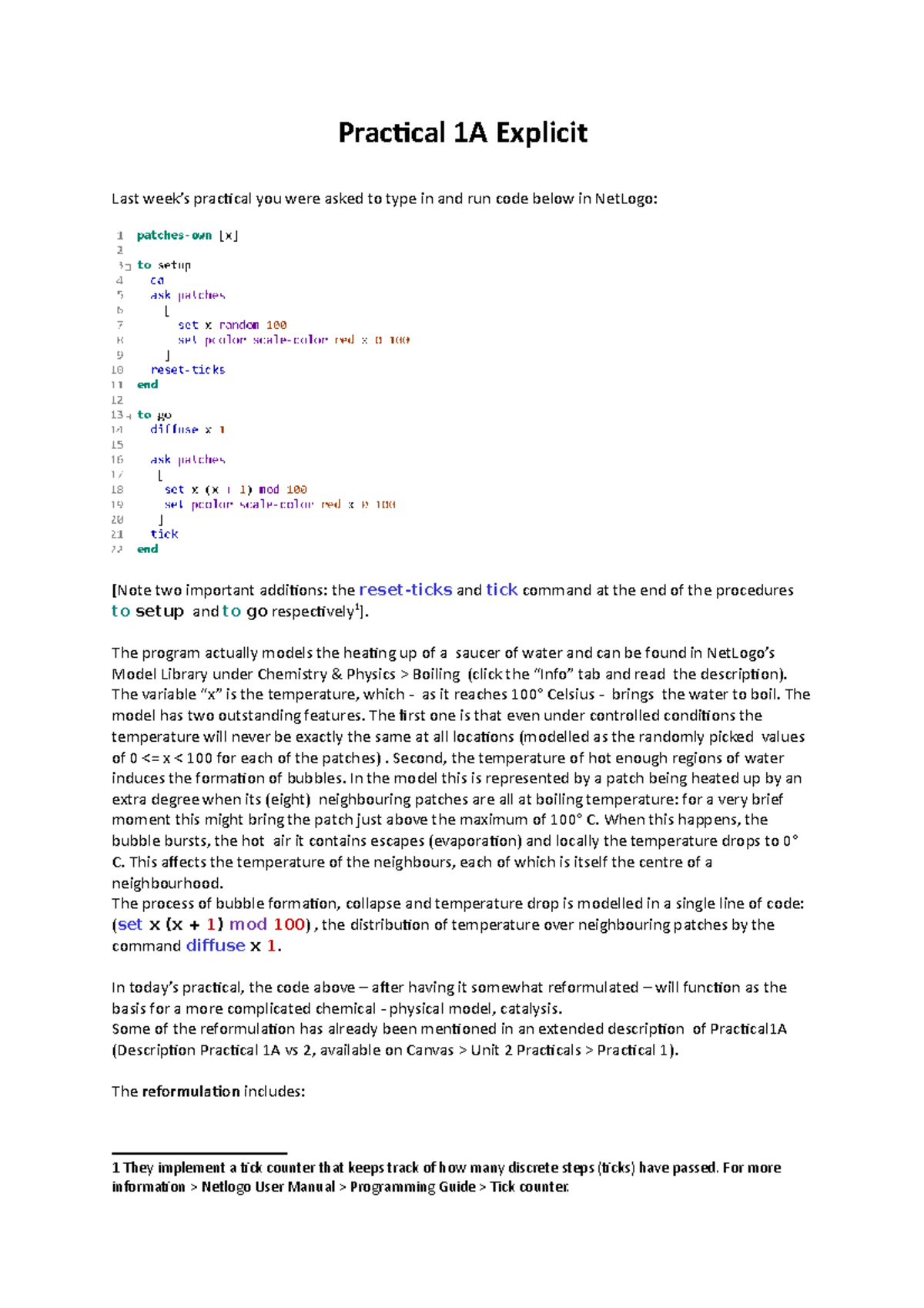 Description Practical 1A Explicit - Practical 1A Explicit Last week’s practical you were asked ...