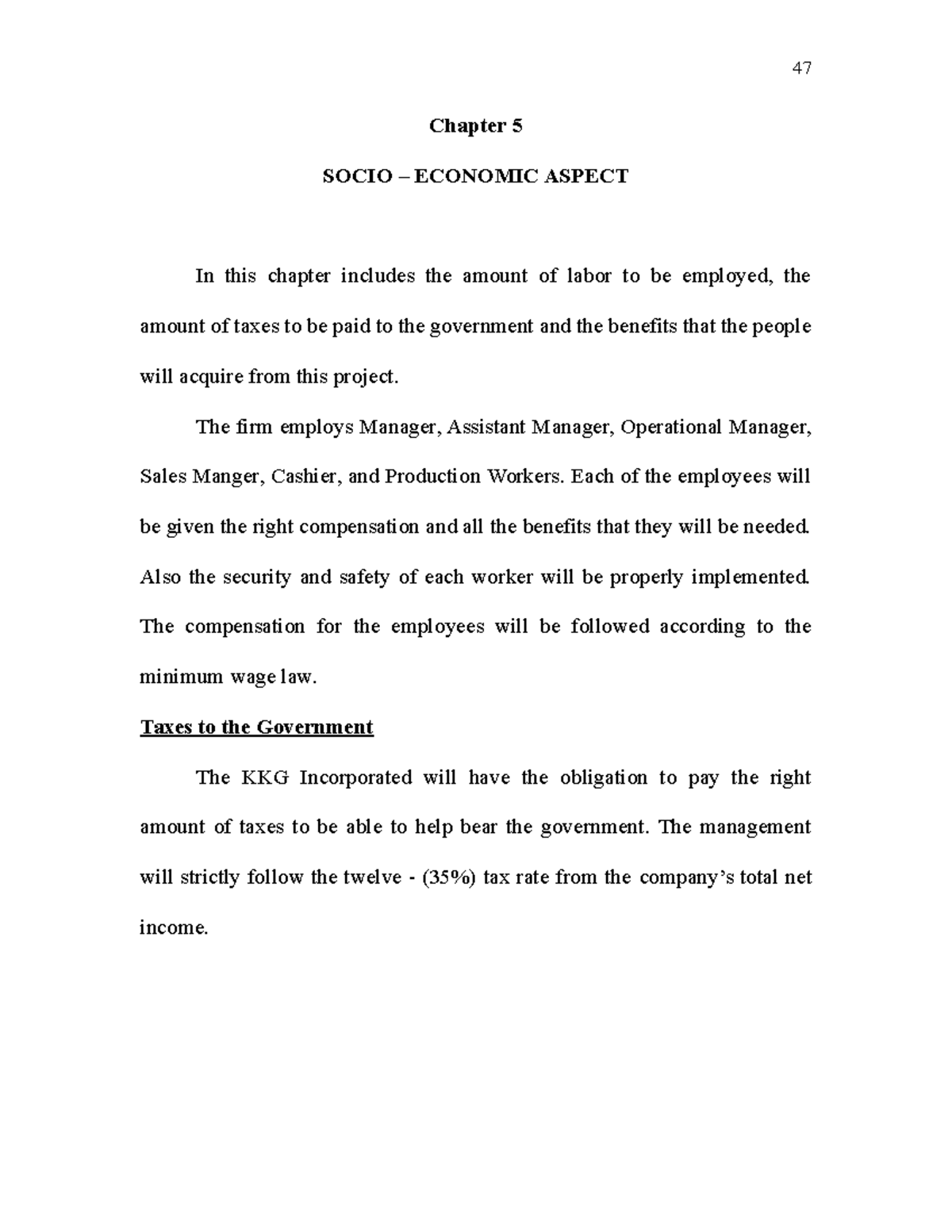 320553673 Chapter 5 Socio Economic Aspect - Chapter 5 SOCIO – ECONOMIC ...