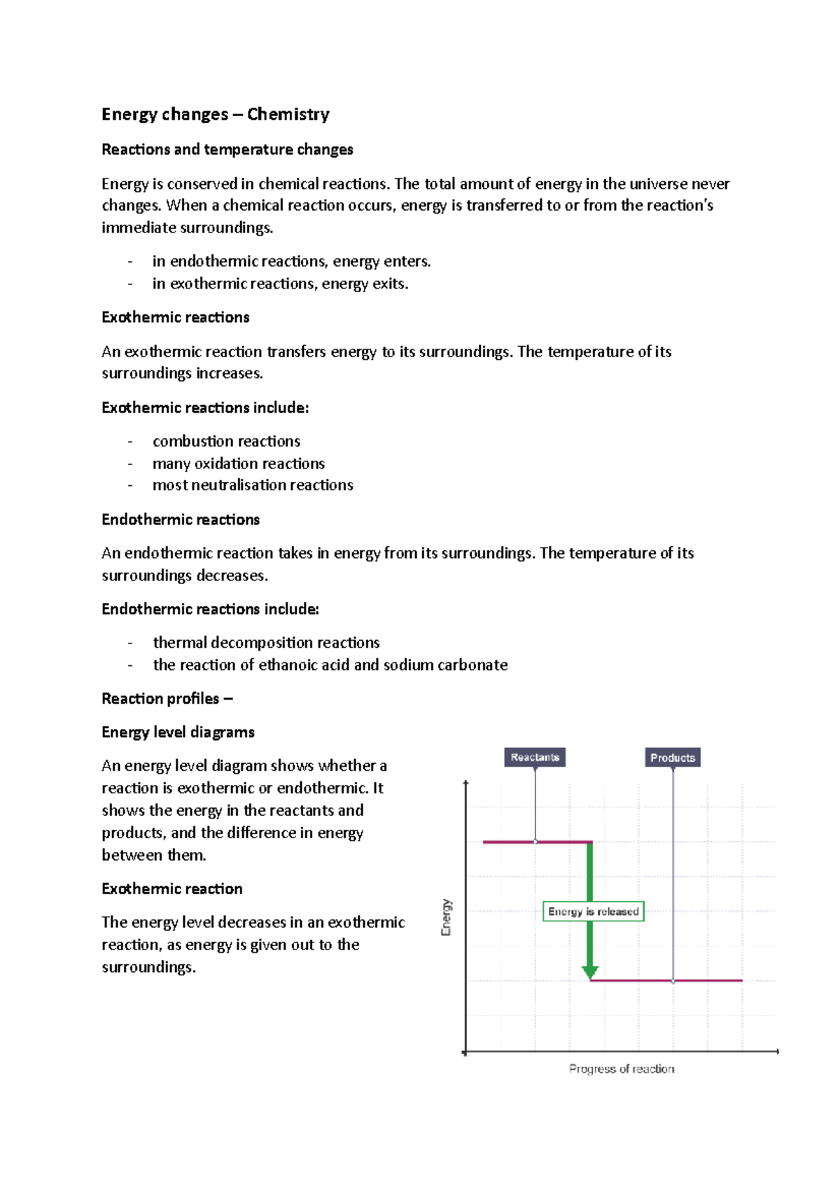Energy changes - Lecture notes 4-5 - Energy changes – Chemistry ...