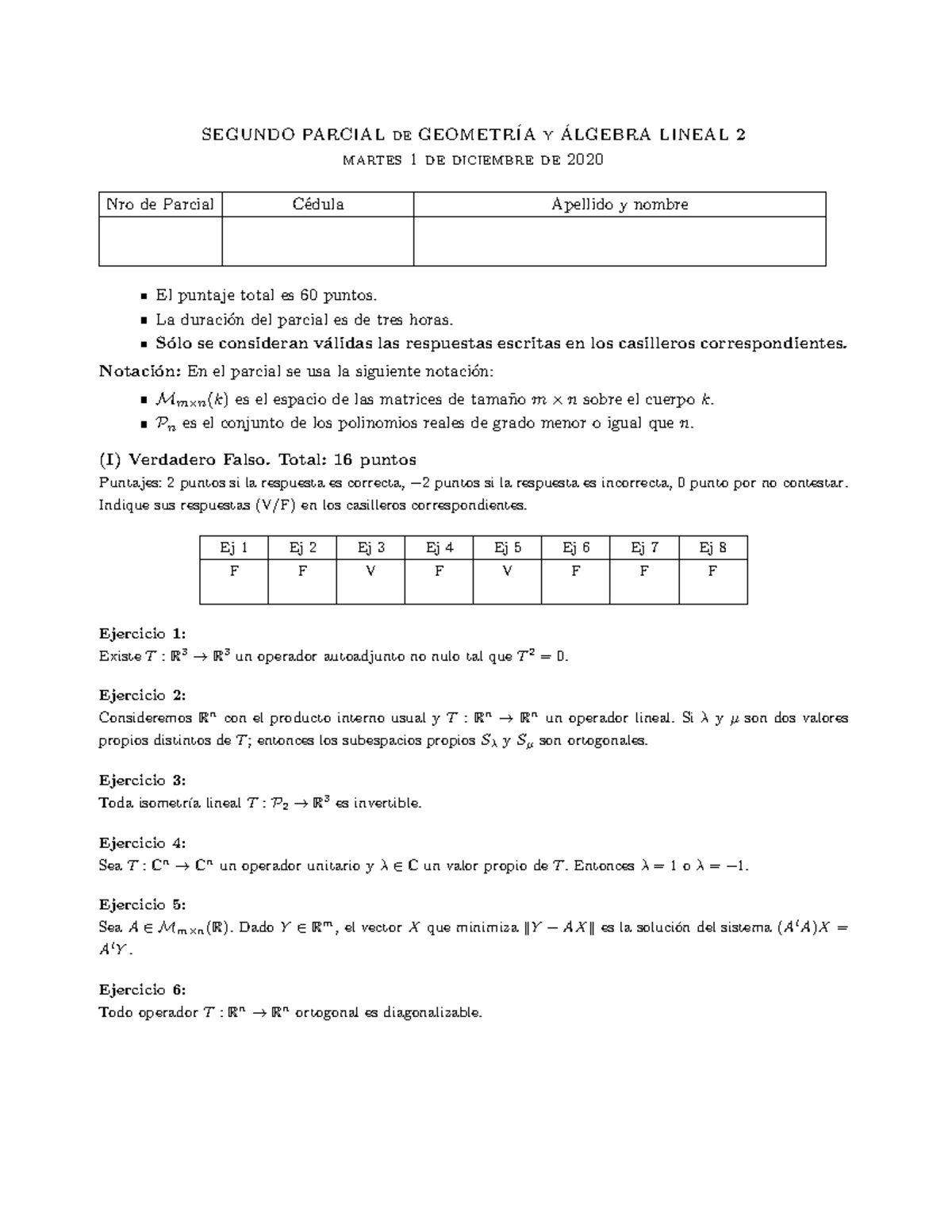 2020Dic Letra Solucion V 2 - SEGUNDO PARCIAL de GEOMETR ́IA y ́ALGEBRA ...