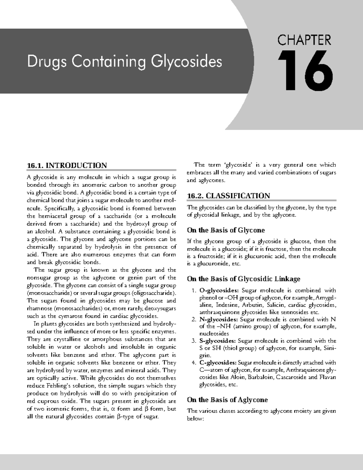 241-243 - Pharmacognosy - 16. INTRODUCTION A glycoside is any molecule ...