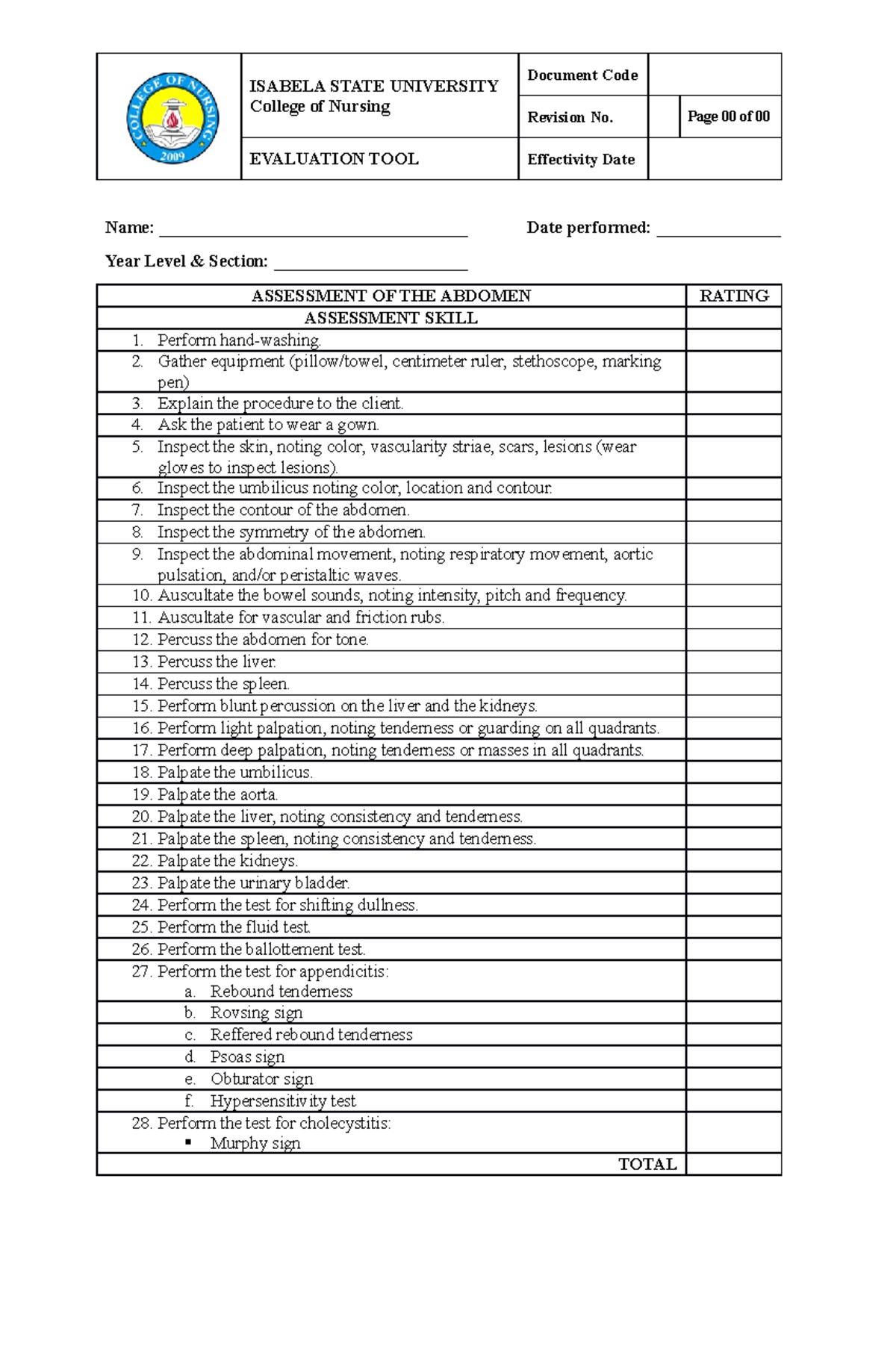 Assessment-of-the-Abdomen - ISABELA STATE UNIVERSITY College of Nursing ...