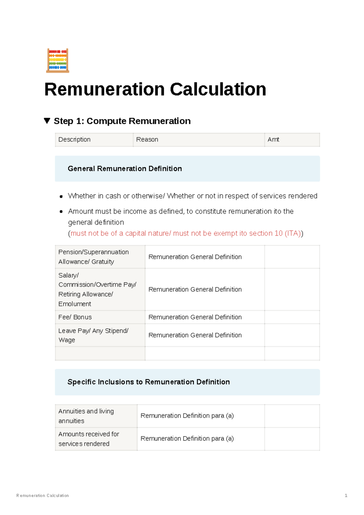 Remuneration and Employee Tax calculation - 🧮 Remuneration Calculation ...