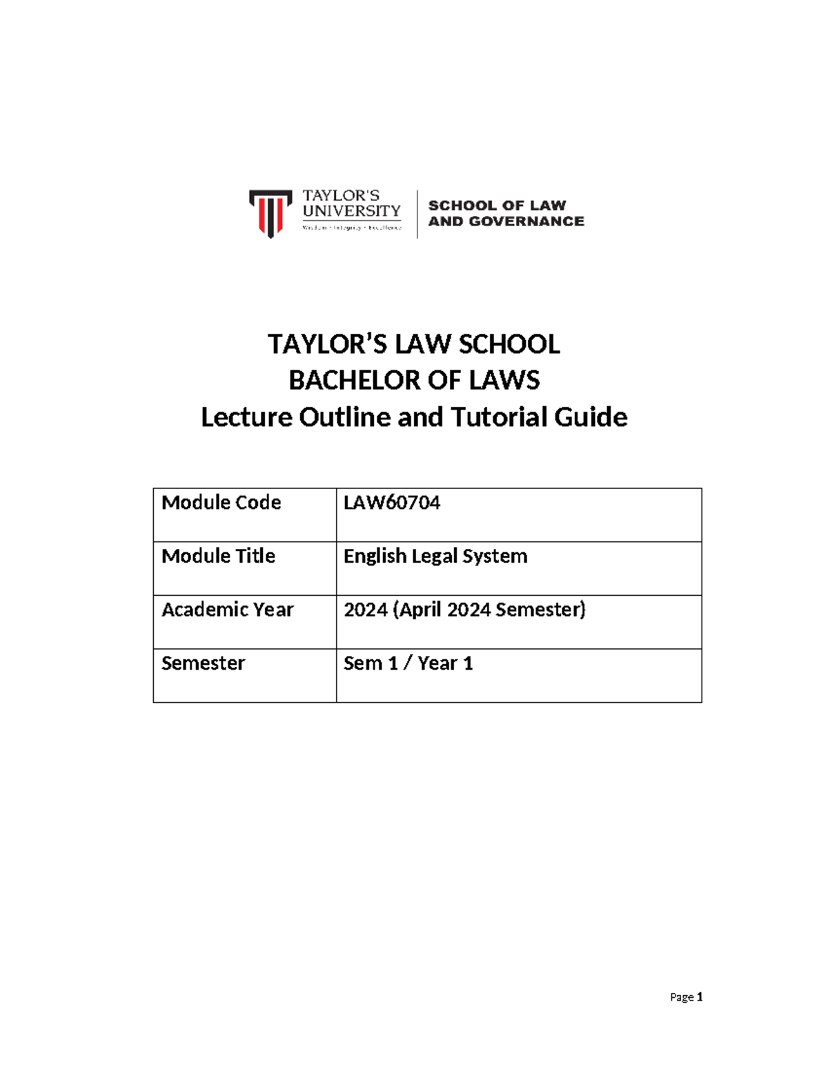 ELS Lecture Outline and Tutorial Guide - September 2023 - TAYLOR’S LAW ...