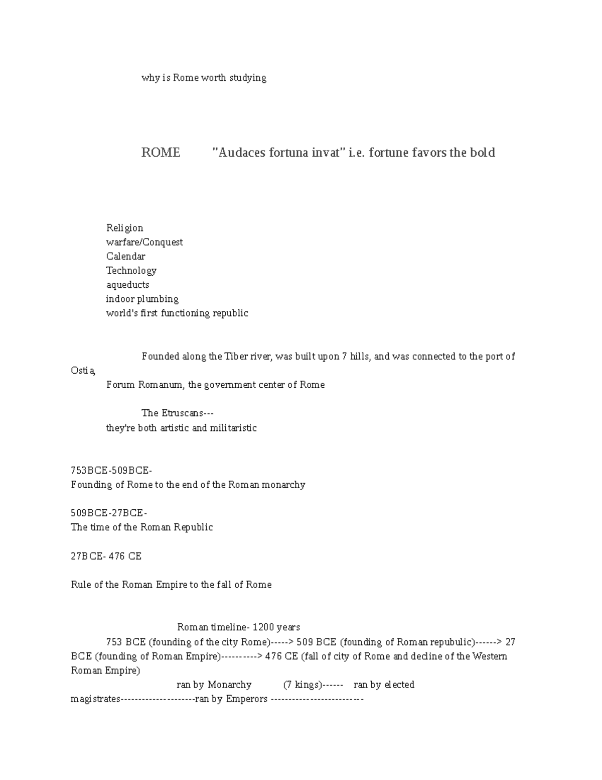 Rome - lecture notes on ancient Rome Professor: Diane Boldt - why is ...