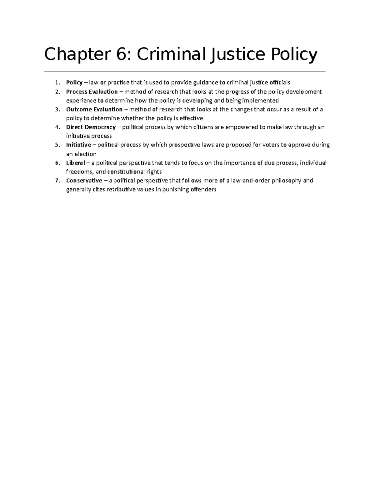 Chapter 6 Criminal Justice Policy Flashcards - Chapter 6: Criminal ...
