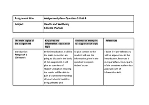 Assignment 3 - Using the timetable approach to assignment planning, you ...