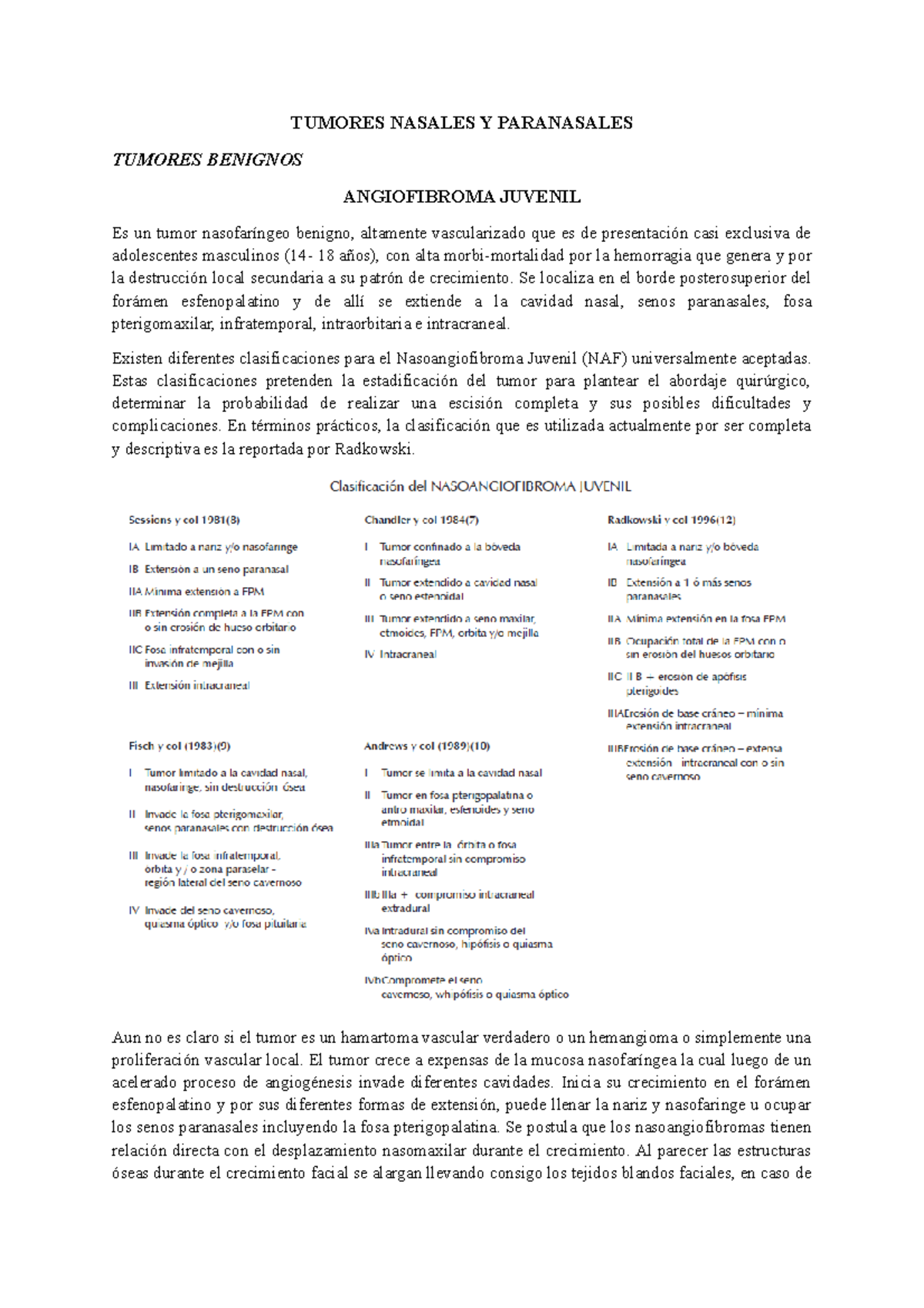 Tumores Nasales Y Paranasales - TUMORES NASALES Y PARANASALES TUMORES BENIGNOS ANGIOFIBROMA ...