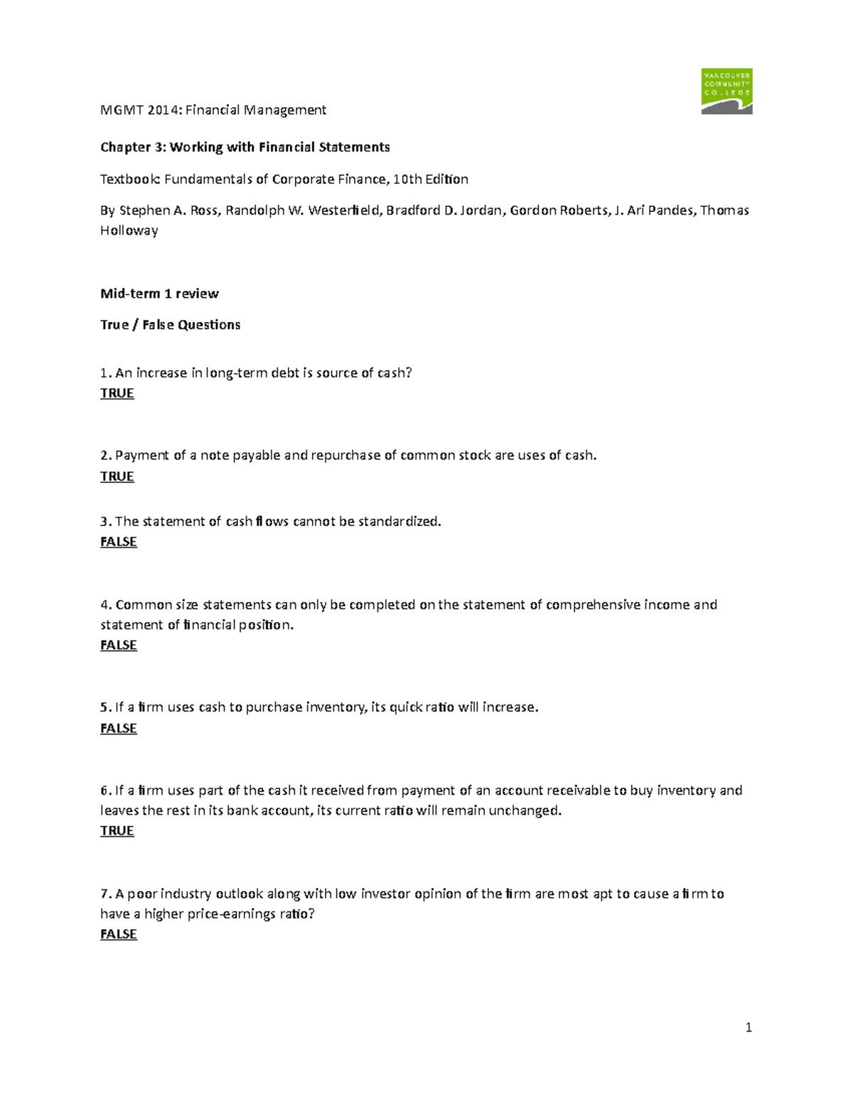 FIN - CH3 questions 1 - C3-q1 - Chapter 3: Working with Financial ...