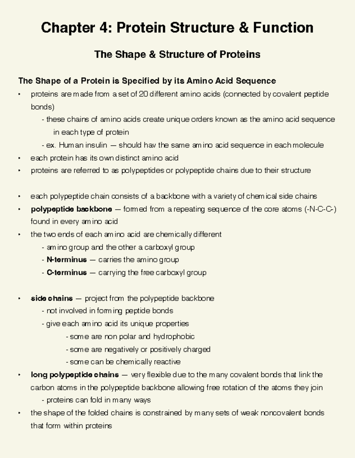 Unit 5 - Protein Structure & Function - Chapter 4: Protein Structure ...