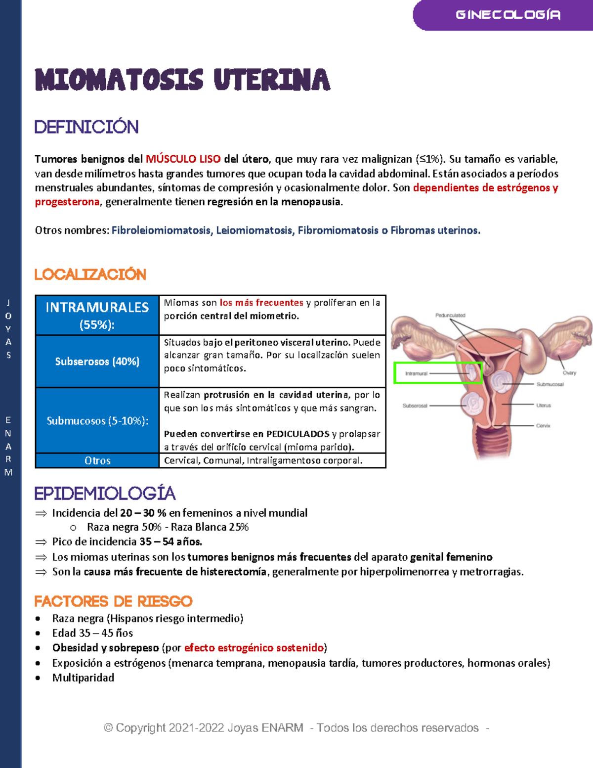 5. Miomatosis Uterina - Joyas enarm embarazo ectopico - J O Y A S E N A ...