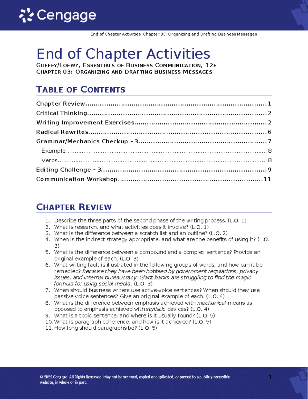 End of Chapter Activities Guffey EBC 12e Ch03 - © 2022 Cengage. All ...