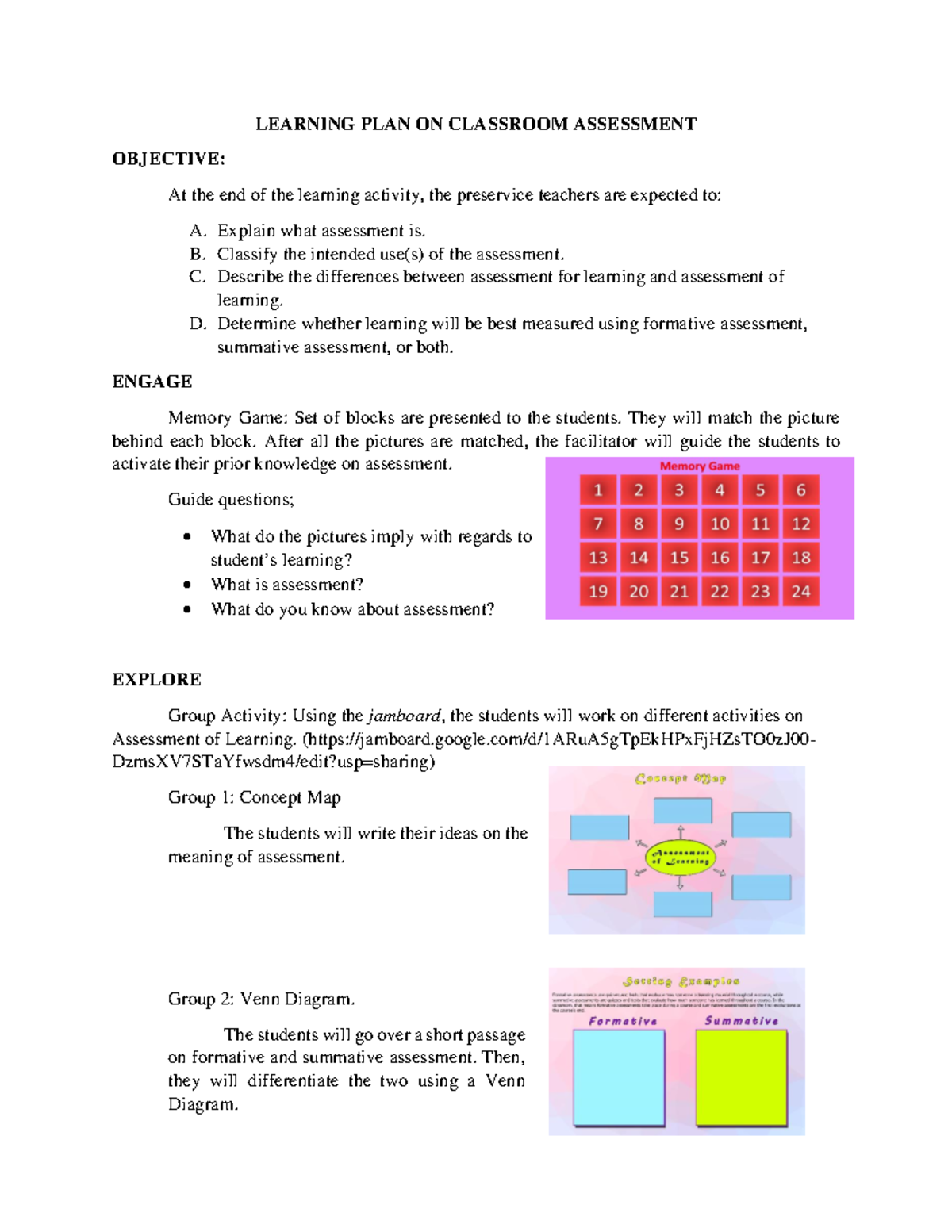 Learning Plan on Classroom Assessment - LEARNING PLAN ON CLASSROOM ...