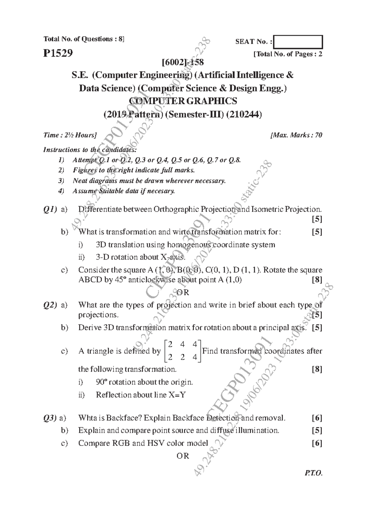 CG - sem 3 paper - Total No. of Questions : 8] [6002]- S. (Computer Engineering) (Artificial ...