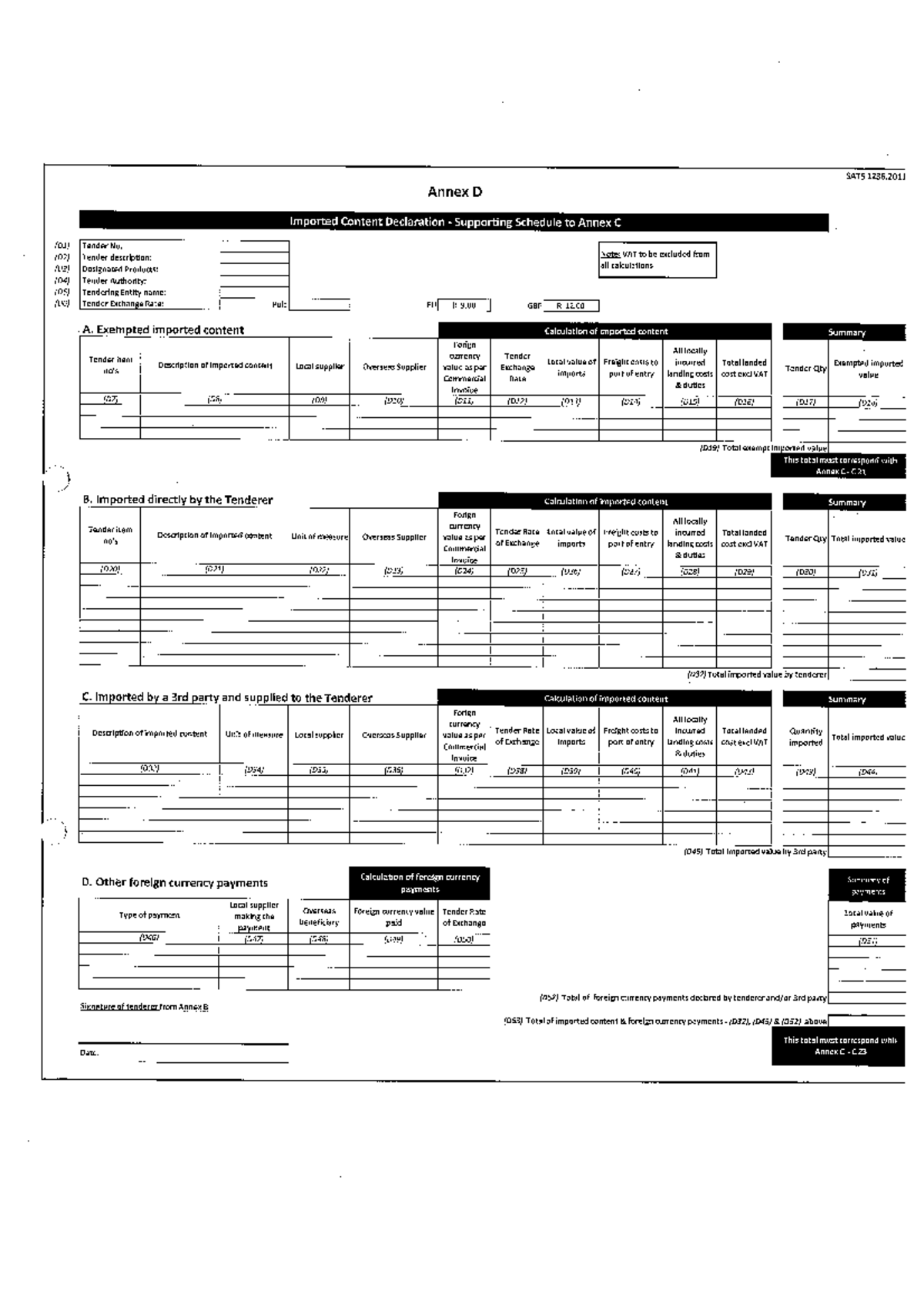 Annex-d Imports Declaration-Supporting schedule to Annex C - COMN3712 ...