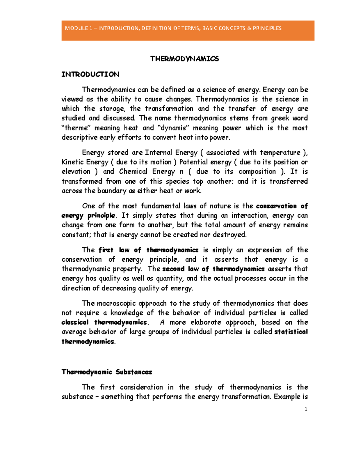 Module 1 - This is a ppt for review - THERMODYNAMICS INTRODUCTION ...