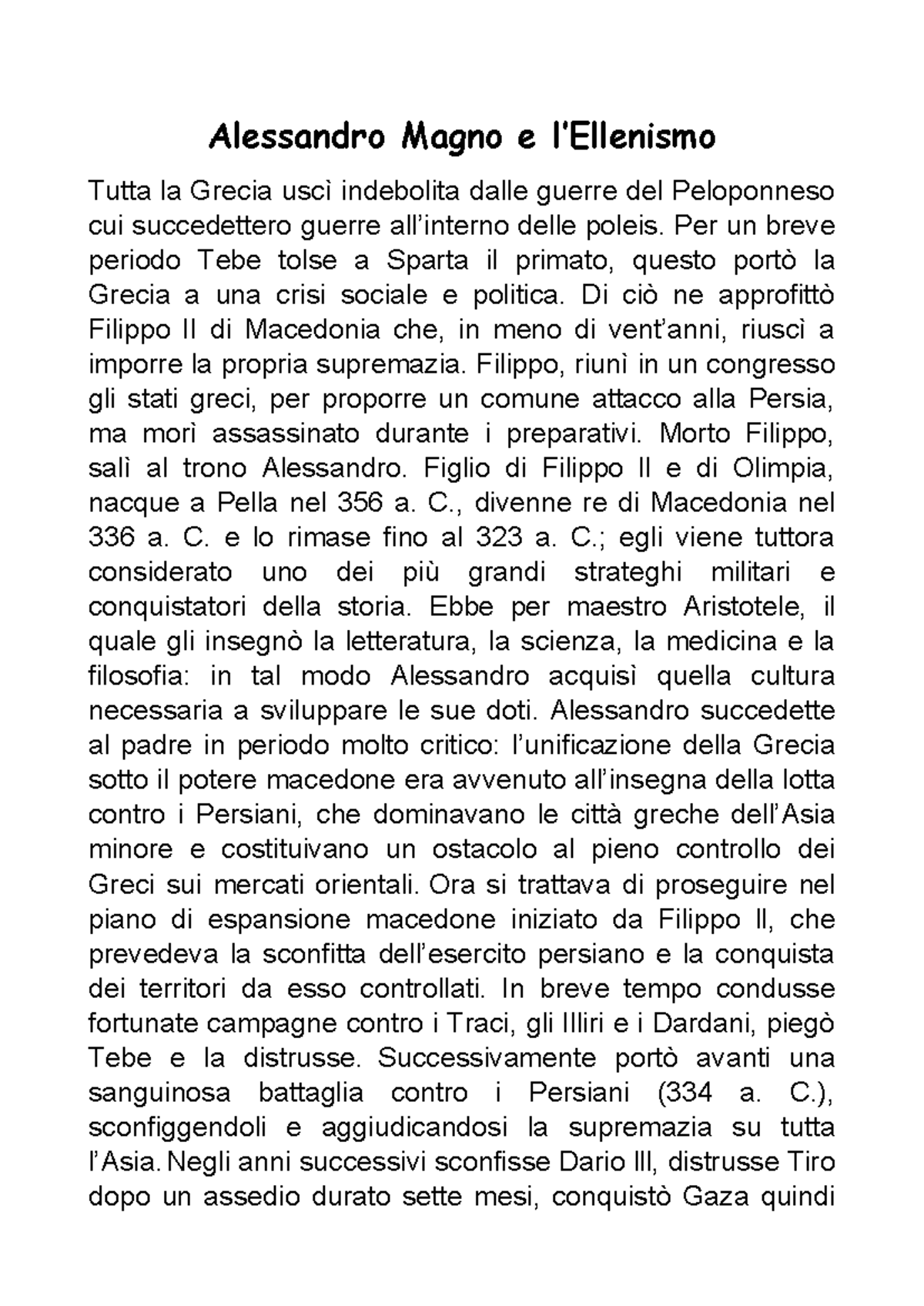 Alessandro Magno e l'ellenismo Alessandra Petrillo - Alessandro Magno e ...