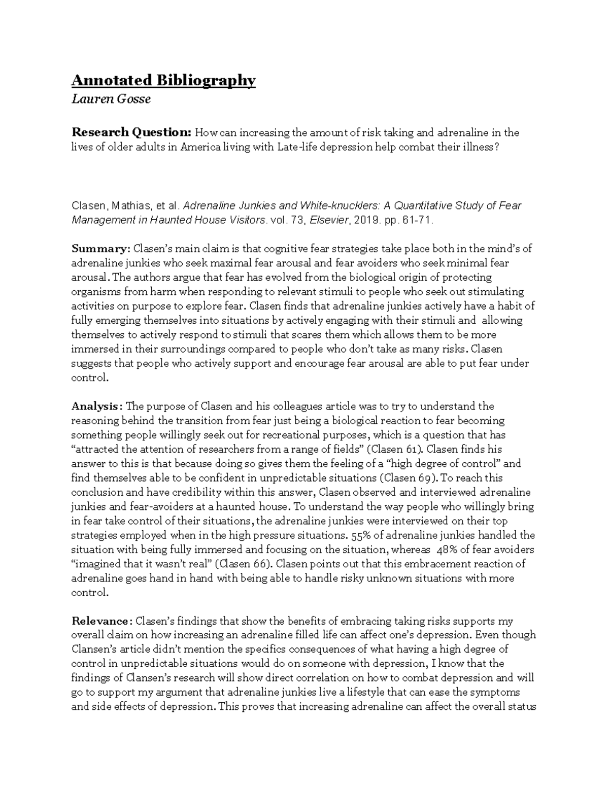 Annotated BIB - Annotated Bibliography Lauren Gosse Research Question ...