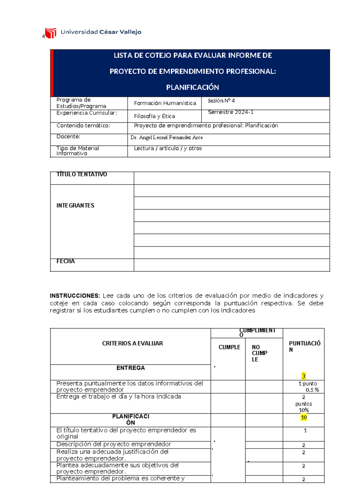 Rúbrica 4 - kldsjldfmnd,.mdjf - 4 LISTA DE COTEJO PARA EVALUAR INFORME ...