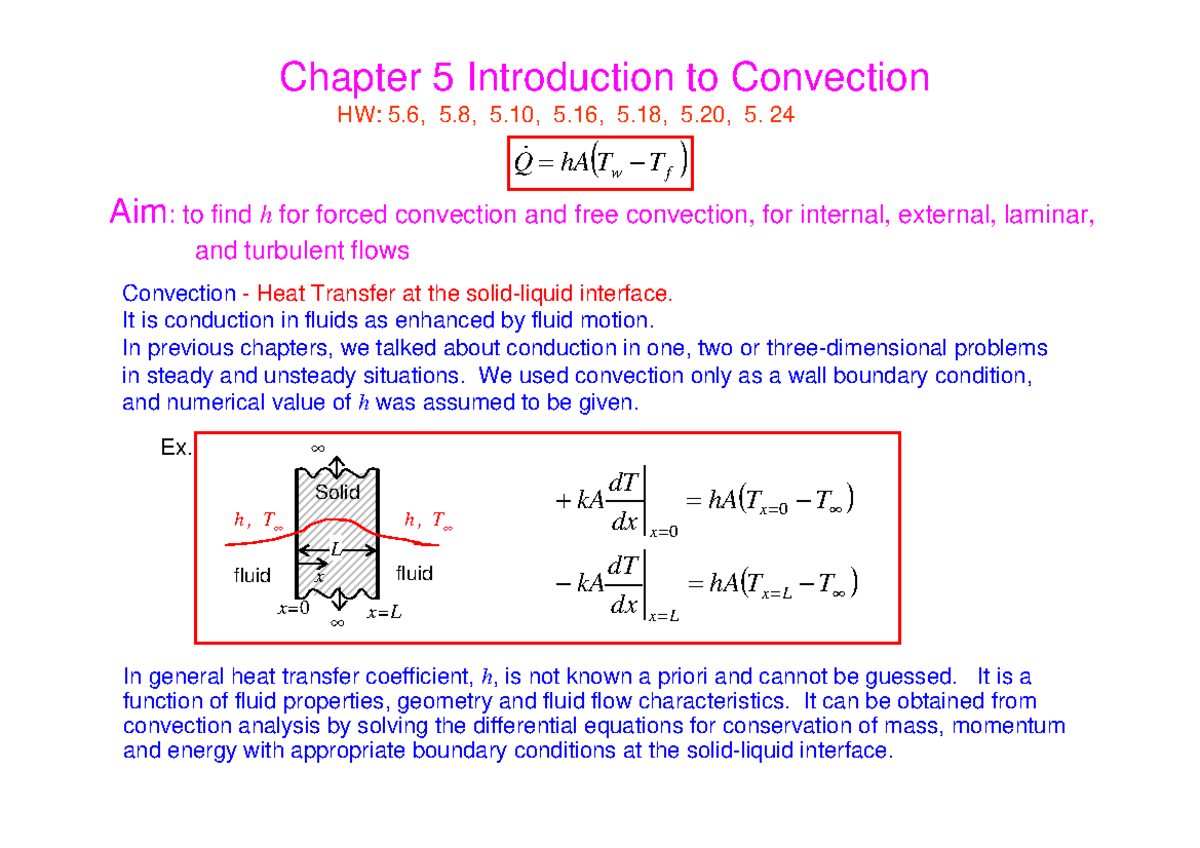 Chapter 5 Introduction to Heat Convection - It is conduction in fluids ...