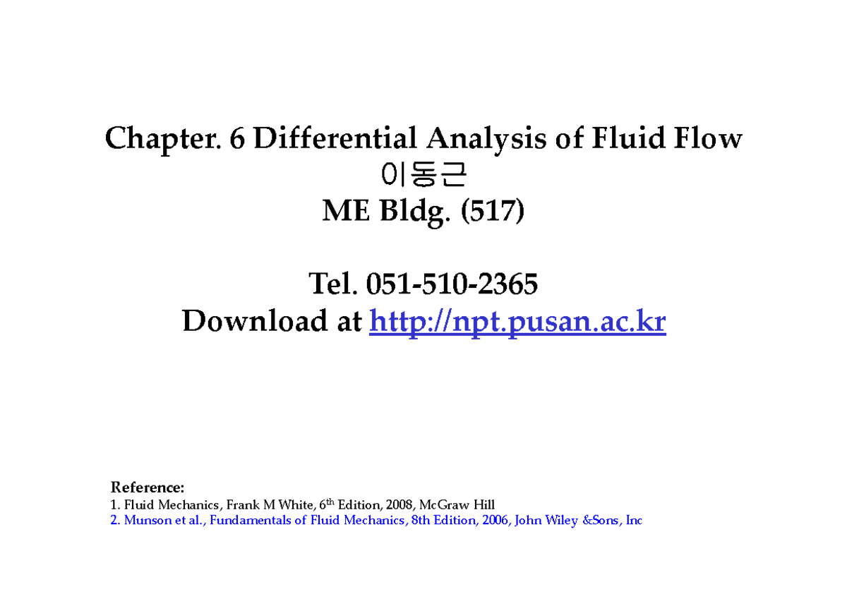 Chap 6-1-Potential flow - Chapter. 6 Differential Analysis of Fluid ...