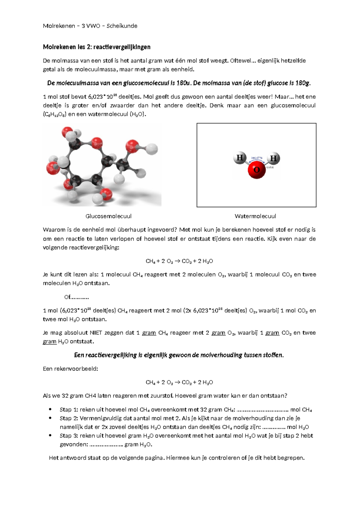 Molrekenen-les-2 - Molrekenen – 3 VWO – Scheikunde Molrekenen les 2 ...