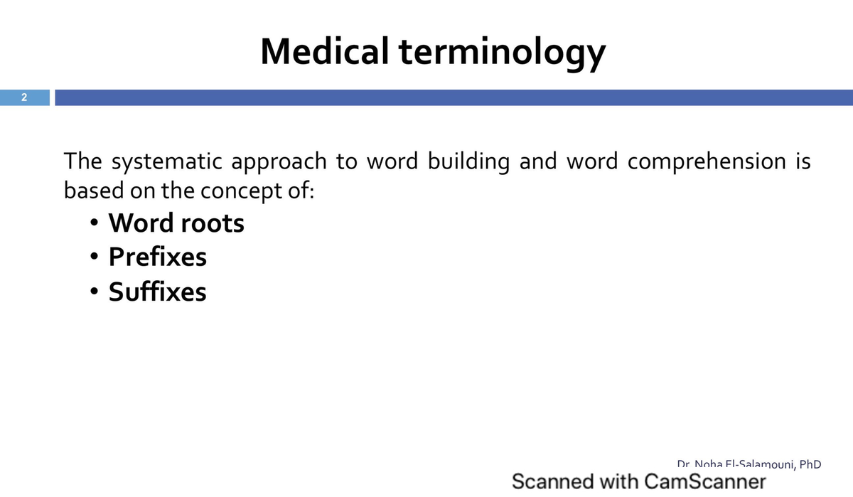 Lecture 2 - Terminology - medical terminology - Studocu