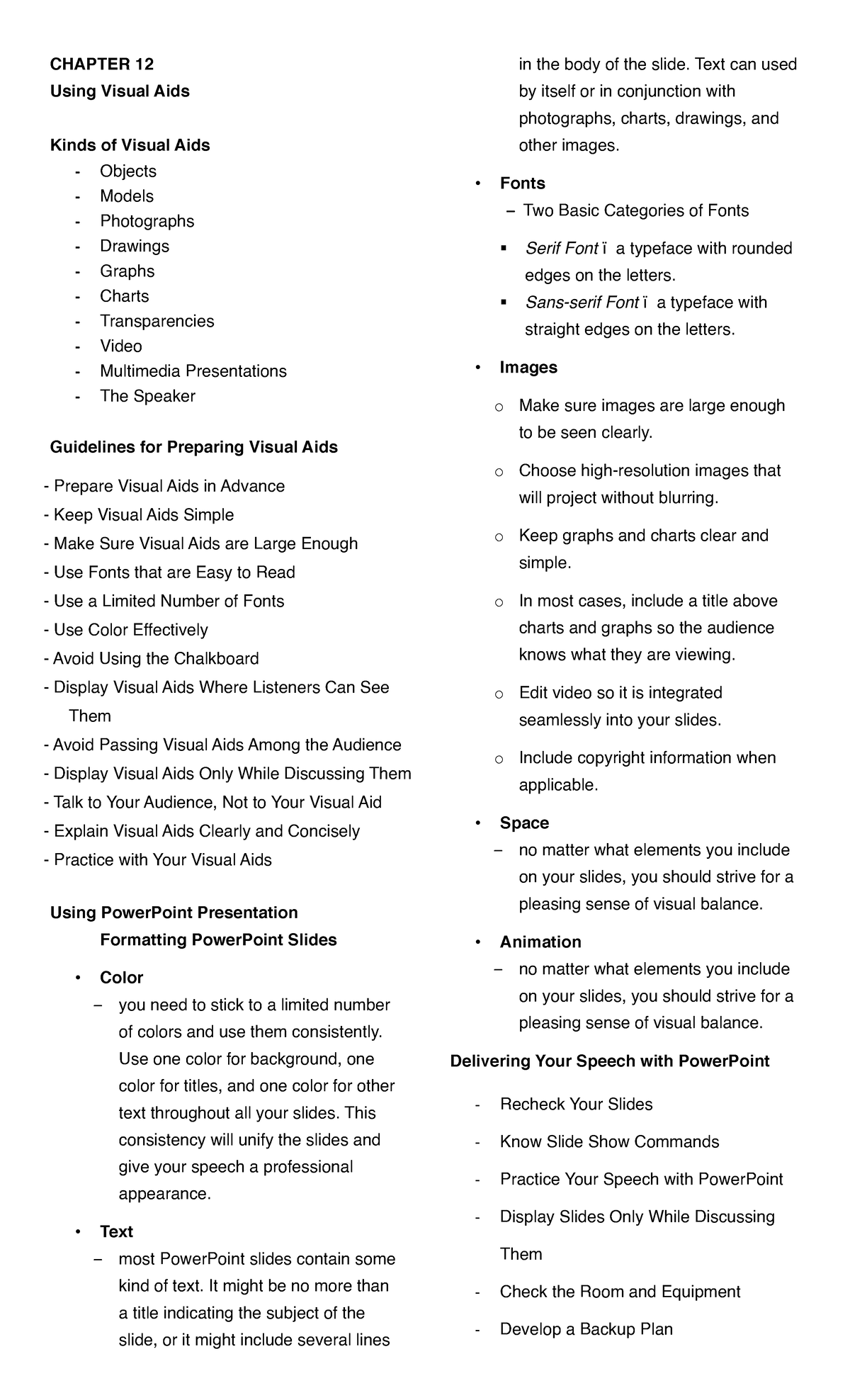 Geelec finals - CHAPTER 12 Using Visual Aids Kinds of Visual Aids - Objects - Models ...