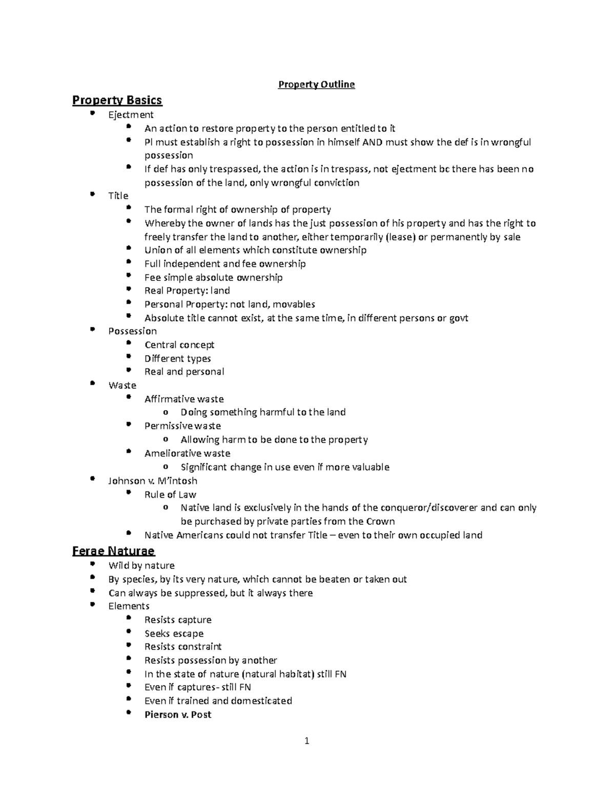 Property Outline - Property Outline Property Basics Ejectment An action ...